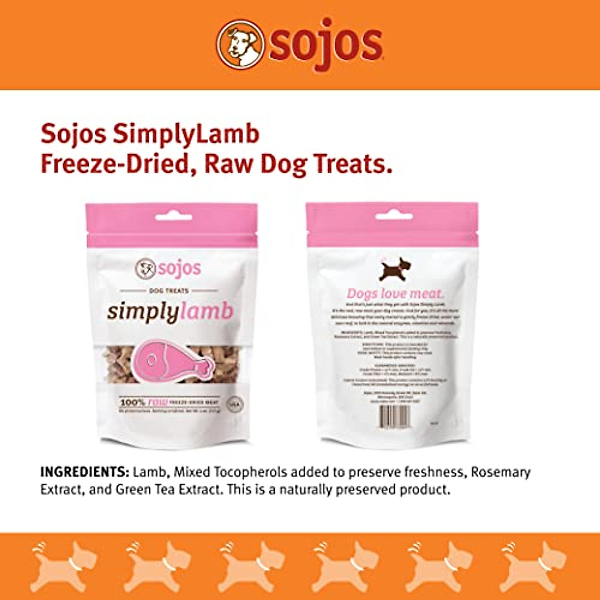 Sojos Simply Lamb Freeze-Dried Dog Treats, 4 oz