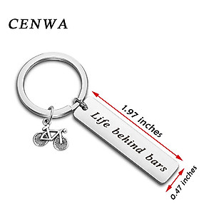 CENWA Funny Biker Lovers Gift Cycling Keychain Bicycle Gift Mountain Bike Ride Gift Life Behind Bars Keychain Gift for Biker Racer(Life Behind Bars)