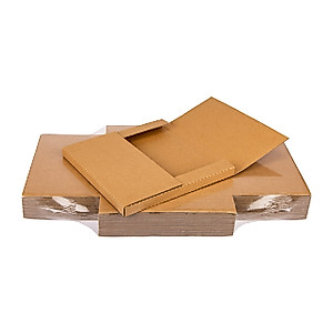 YUSHYIJIE 50 Pack LP Mailers, 12.8"L x 12.8"W x 1"H Kraft Vinyl Record Shipping Boxes for Mailing, Packing, Moving, Storage, Corrugated Album Box with Fragile Stickers