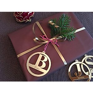 Personalized Christmas Name Gift Tag, Gift Wrapping Label, Christmas Bauble, Wooden Acrylic Hanging Tree Decorations Custom Christmas Stocking Ornament Initial Letter Engraved Name, Holiday Home Decor