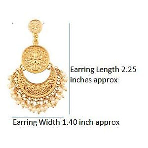 Touchstone Indian earrings for women jewelry jhumkas gold folklorico dangle bollywood wedding clip on gypsy chandbali chandelier aretes de charro navratri filigree accessories in antique gold tone.