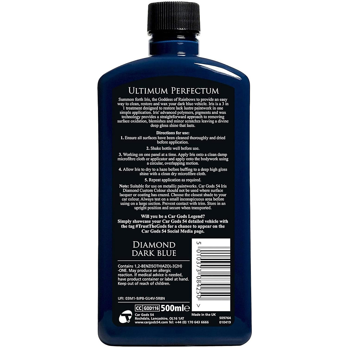 Car Gods Iris Custom Color Dark Blue 3-in-1 Polish Wax Color Restorer & Scratch Remover, 16 Colors Available, 17 Fl Oz
