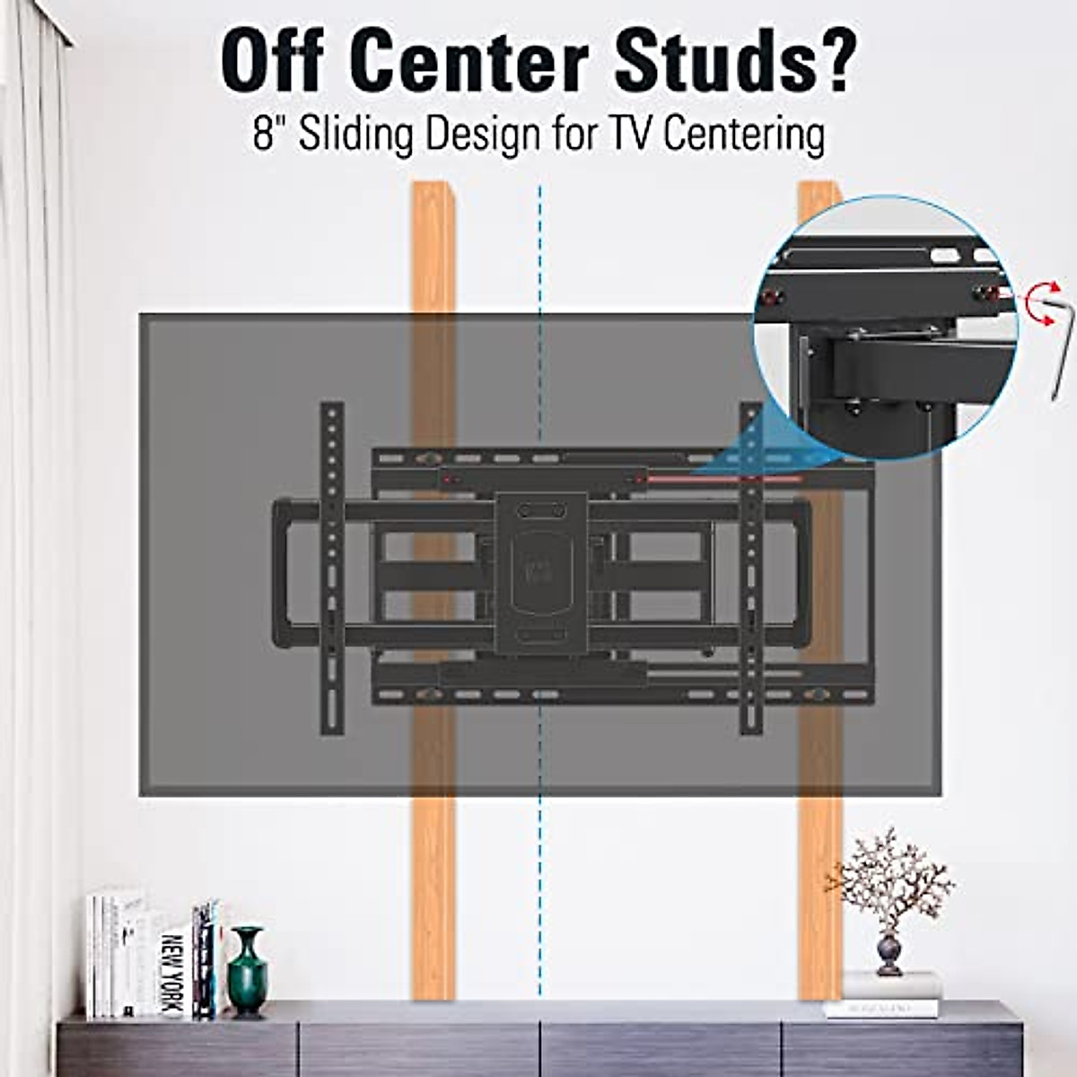 Mounting Dream TV Wall Mount with Sliding Design for Most 42-86" TV, Full Motion TV Mount with Swivel Articulating Dual Arms, Easy for TV Centering, Max VESA 600x400mm, 132 lbs, MD2198