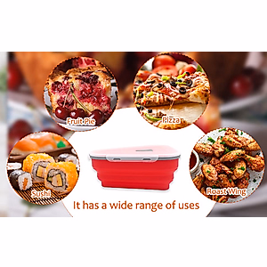 rgrfsdgx Adjustable Pizza Storage Container, Pizza Slice Container can be Microwaved and Reused, Pizza Slice Pack with 5 Heating Plates.