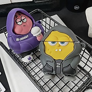 AirPods 2 / 1 (1st Generation 2nd Generation) Case, Patrick Star Cover, Protective Case, Shockproof,Supports Wireless Charging with Keychain, Cute, Soft Slim Cover, for AirPods 2nd Generation