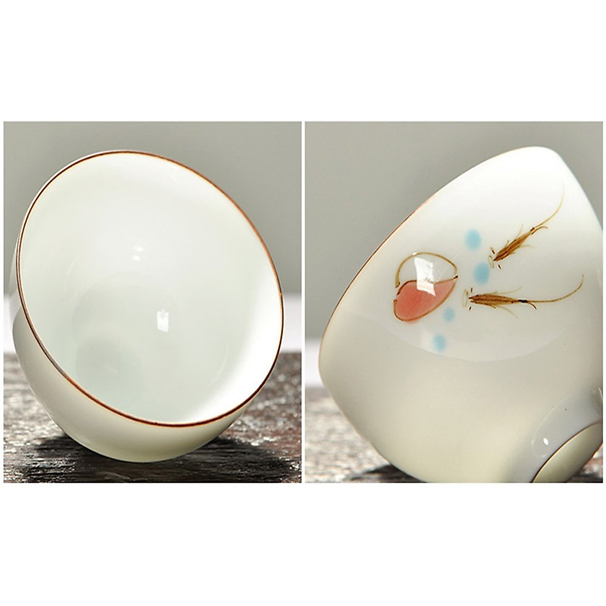 ToiM China Characteristic Exquisite Hand-painted Ceramic Tea Cup Set Kung Fu Tea Cups, Set of 6, Gift Box Packaged