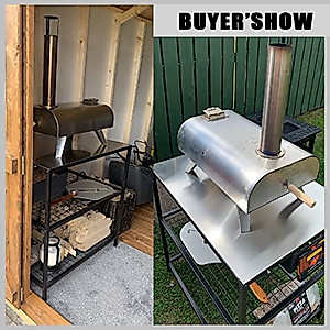 WEASHUME Three-Shelf Movable Food Prep and Work Cart Table Stainless Steel Grill Cart Modular Table with Wheels Commercial Kitchen Table Heavy Duty Grill Cart Outdoor Cart 31.5"×24"×35.5"