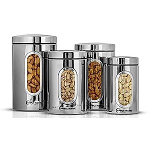 Simpli-Magic 4-Piece Stainless Steel Canisters with Window