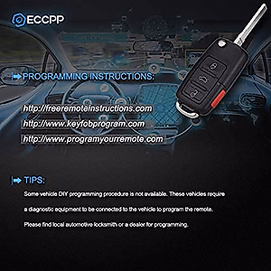 ECCPP Keyless Entry Remote Key Fob for Volkswagen Beetle Golf Jetta Passat 315MHz Uncut 4 Button HLO1J0959753AM HLO1J0959753DC NBG735868T (Pack of 1)