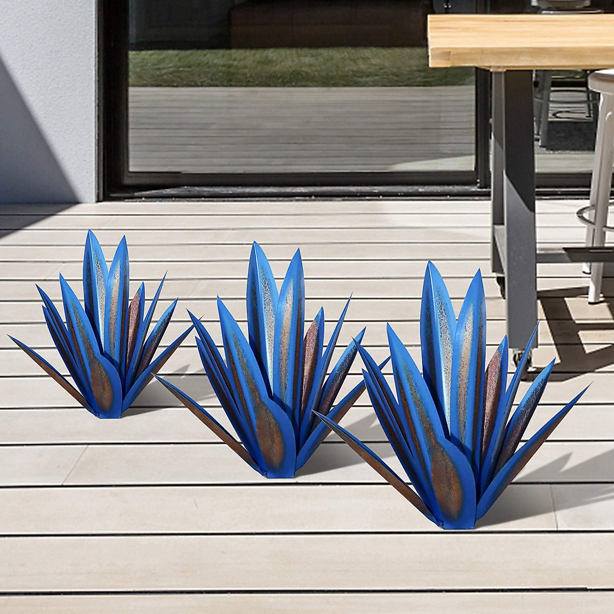 Auralto 25“ Metal Art Tequila Rustic Sculpture Garden Yard Sculpture Home Decor 9 Leaves