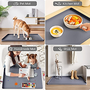 FLATO Waterproof Under Sink Mat - 34" x 22" Shelf Liner for Kitchen & Bathroom, Cabinet Protector, Organizers and Storage, Flexible Silicone Sink Drip Tray