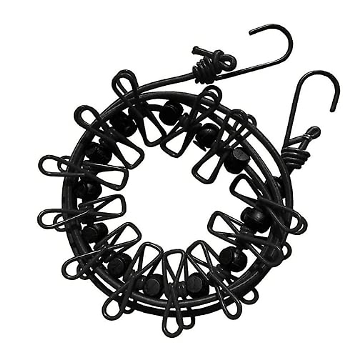 Retractable Clothesline for Travel Camping Outdoor, Portable Elastic Clothesline Rope with 12 Clothes Clips, 13 Anti-Skid Clips for Indoor Laundry Drying line,Backyard, RV Cruise Accessories