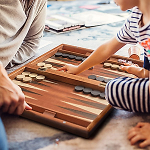 Yellow Mountain Imports Wooden Inlaid Backgammon Set, Dorne - with Wooden Playing Pieces and Accessories, 13-inch Board