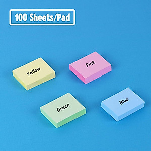 50 Pads Mini Sticky Notes 1.5X 2 inch, Small Self-Stick Note, Bulk Tiny Pads for Office, School, Home, 100 Sheets/Pad, 4 Pastel Colors, Pink, Yellow, Green, Blue