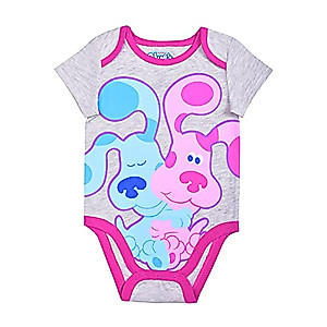 Nickelodeon Blue’s Clues & You Girls’ Blue and Magenta 3 Pack Bodysuits for Newborn and Infant – Pink/Grey