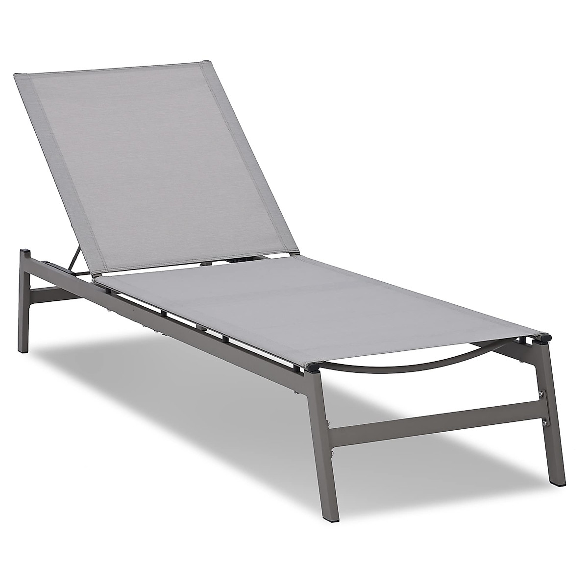 HAPPATIO Patio Chaise Lounge,Patio Lounge Chair with Breathable Textilene Fabric,All Weather Outdoor Chaise Lounge,Outdoor Lounge Chairs for Patio Backyard Porch Garden Poolside(Light Gray)