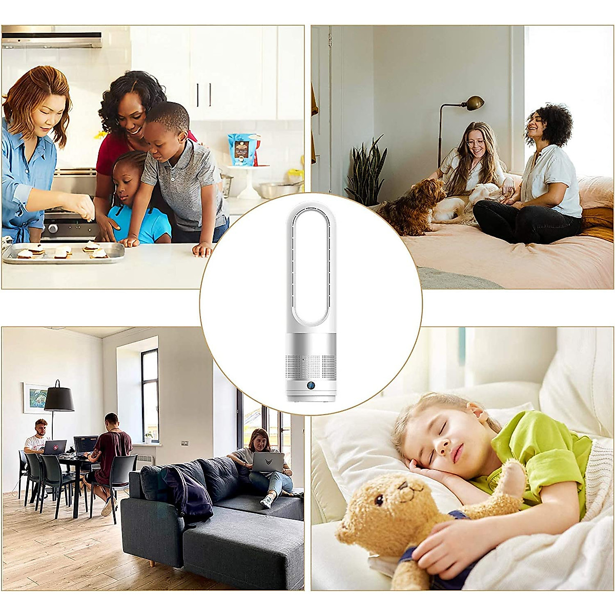 KIAMI Bladeless Cooling Fan, 22 inch Tower Fan, 80° Oscillating Pedestal Fan with Remote Control, 8 Speeds, 8H Timer, LED Display with Auto Off, Portable Quiet Cooling Fan for Bedroom, Home, Office