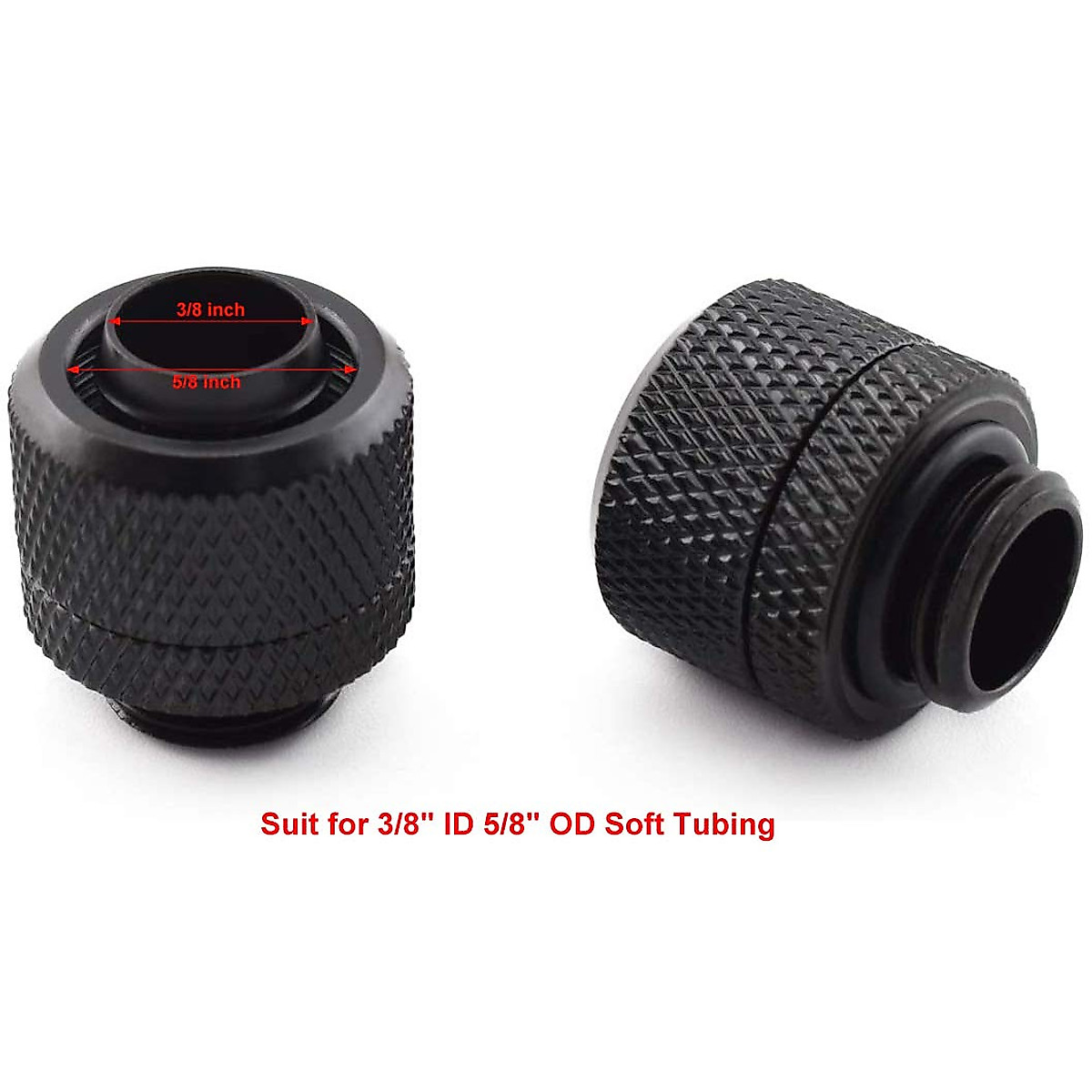 SDTC Tech 4-Pack G1/4" to 3/8" ID 5/8 OD Quick Tighten Compression Fitting for Soft Tubing, PC Water Cooling System Soft Tube Connectors