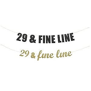 29 & Fine Line banner - 29th Birthday, 29 Birthday Party, Not 30 Yet Party Banner, Birthday party Hanging letter sign (Customizable)