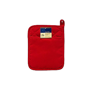 Home Collection Red Polyester/Rubber Pot Holder, 2 Pack - Heat Resistant, Non-Slip Grip, Hanging Loop - Ideal for Handling Hot Kitchen Items