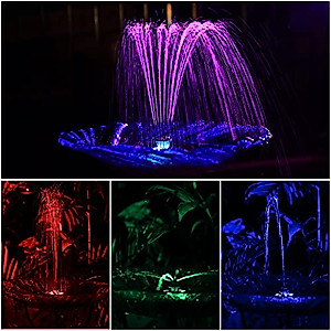 AISITIN 5.5W LED Solar Fountain Pump with Color LED Light, New Upgrade 7 Nozzles Solar Bird Bath Fountains in 2022, Suitable for Outdoor, Garden, Pond, Fish Tank, Bird Bath, Swimming Pool
