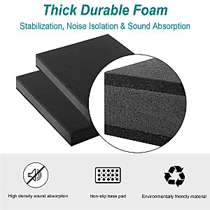 2-Pack for 8''- 10'' Studio Monitor Noise Isolation Pads Subwoofer Platform Speaker Riser 3-Layer Acoustic Stand Foam Stereo Vibration Isolation Stabilizer Base (15.5'' x 13'')