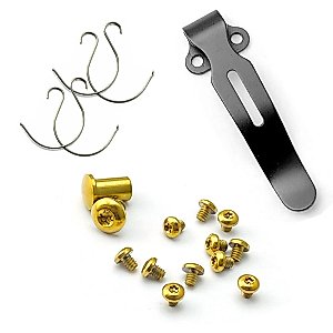 13PCS Custom Gold Titanium Alloy Torx Screws And Pivot Set + 1PC Pocket Clip + 2 Pairs Omega Springs for Benchmade 535 BUGOUT