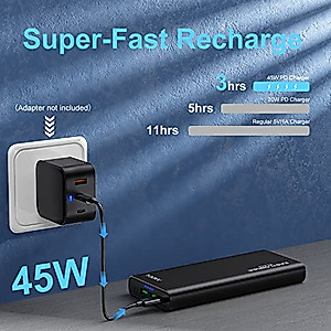 EASYLONGER Portable Laptop Charger, Fast Charging Laptop Power Bank 100W PD USB C 26800mAh Battery Pack for Laptop, Tablet, IPad, Dell, HP, iPhone, Samsung, Android, Switch, and More