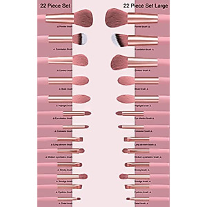 Makeup Brushes 22 Pcs Makeup Kit,Foundation Brush Eyeshadow Brush Make up Brushes Set (Pink, 22 Piece Set)