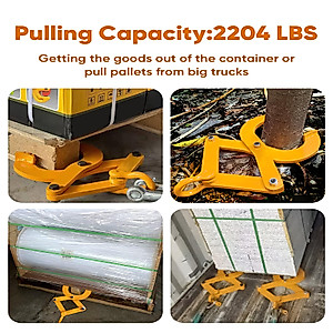 GPOAS Pallet Puller Clamp 1T/2204lbs Stump Puller Steel Single Scissor Truck Material Handling with 5.5 Inch Jaw Opening Industrial Pallet Hook Puller Tool For Hoisting Wood, Board