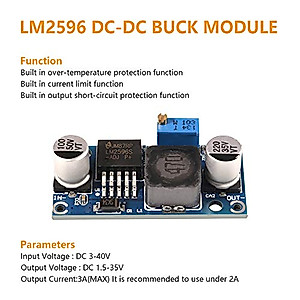 Dorhea 7PCS LM2596 DC to DC Buck Converter Voltage Regulator 3.0-40V to 1.5-35V Buck Converter DIY Adjustable Power Supply Step Down Module