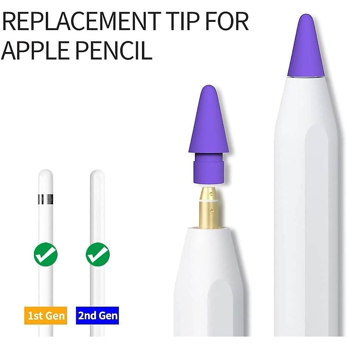 Tucana Replacement Pen Tips Compatible for iPad Pencil 1st & 2nd Generation (3-Pack) (Pink)