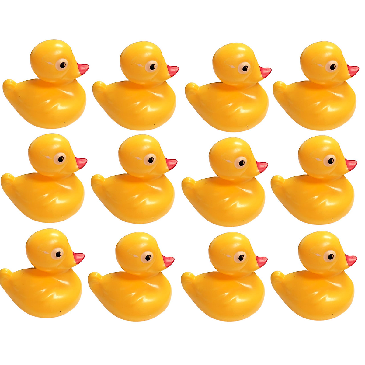 Floating Weighted Duckies (12 Pack) Plastic Yellow Duck Pond Floater. (2.75") Fun Bath Tub Pool Play Toy. (Yellow)