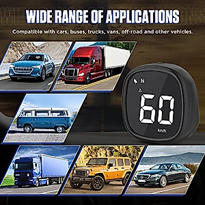 RALBIL Digital GPS Speedometer MPH - Multifunction Car HUD Head Up Display with Fatigue Driving Alarm, Overspeed Alarm and Speed Unit Switching KM/H or MPH for All Vehicle