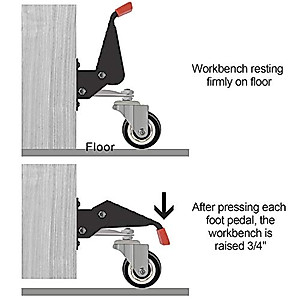 SPACEKEEPER Workbench Casters Kit 880 Lbs - 3 Inch Heavy Duty Retractable Caster Designed for Workbenches Machinery & Tables, 4 Pack