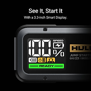 Hulkman Alpha85,Space Gray,2000A 74Wh Smart Jump Starter,12V Portable Car Battery Booster with 3.3" Display,USB-C Power Pack,5-Mode Flashlight,Jumper Cables for up to 8.5L Gas/6.0L Diesel