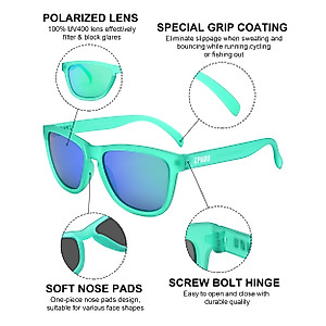 EPHIU Square Sports Polarized Sunglasses for Women and Men Mirror Lens Beach Sunglasses No Bounce No Slip for Running Cycling Fishing