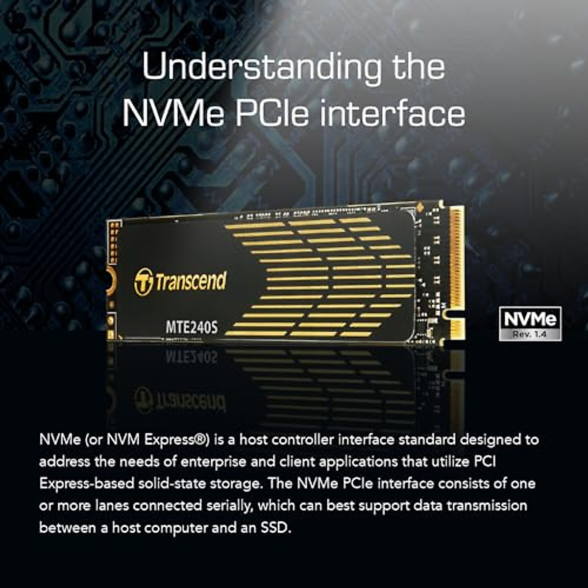 Transcend 500GB NVMe PCIe Gen4 x4 MTE240S M.2 SSD Solid State Drive TS500GMTE240S