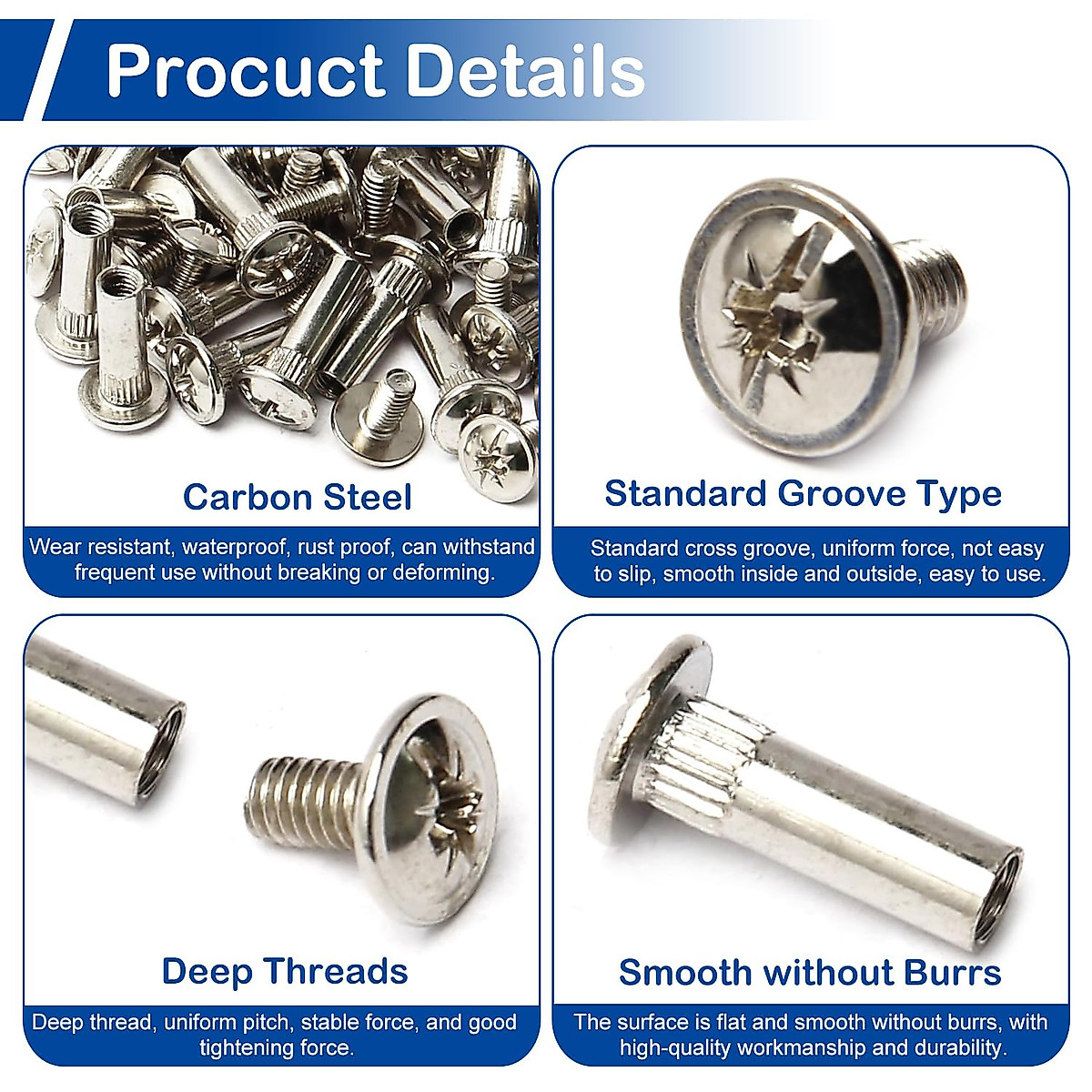 MroMax M5 Binding Screw, M5 x 20mm Nickel Plated Carbon Steel Cross Head Chicago Screw Binding Post Screw Kit for DIY Leather Decoration and Scrapbook and Photo Albums Bookbinding 10Pcs