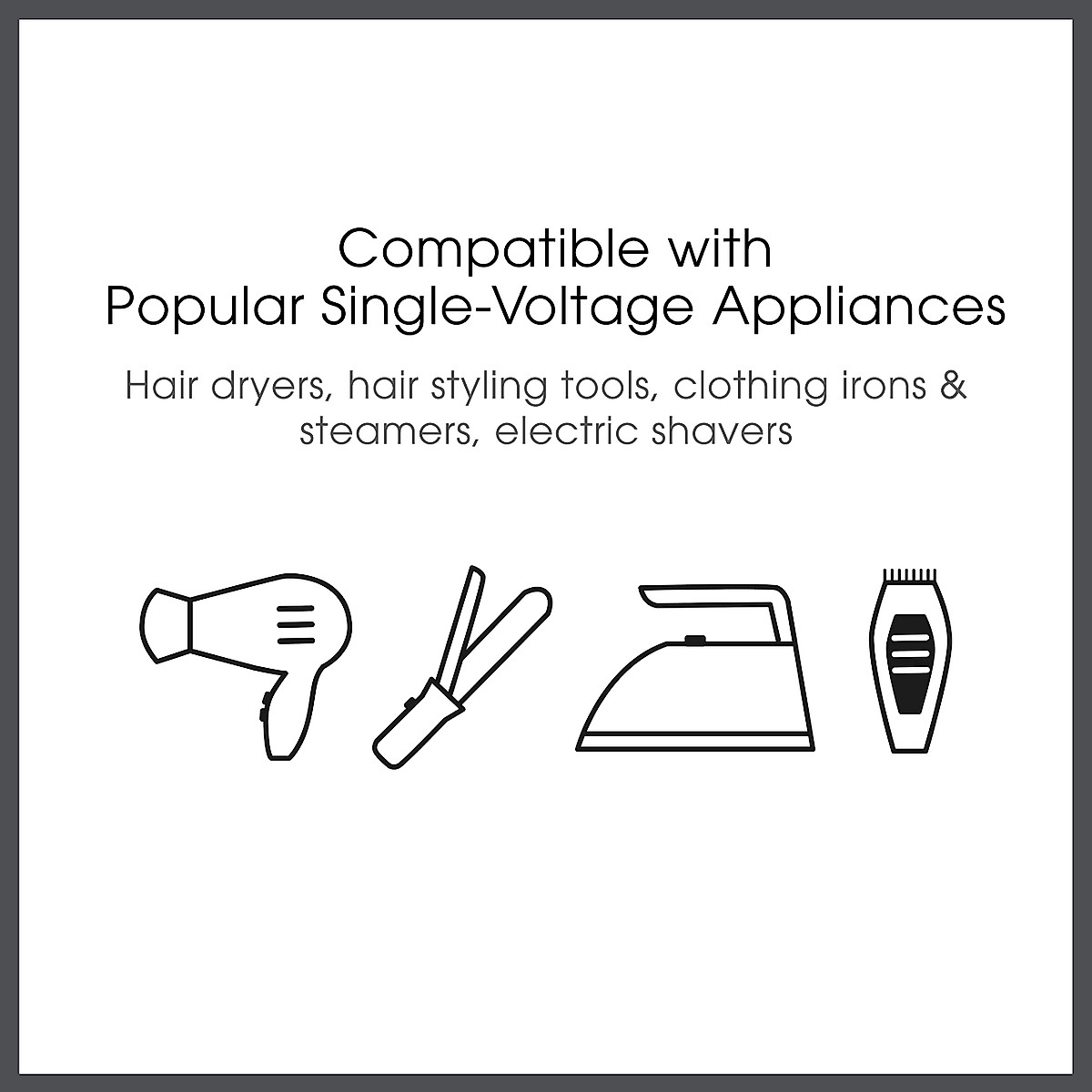 INFINITIPRO by Conair Travel Voltage Converter with Adapter Plugs for Hair Styling Tools & Appliances by Travel Smart