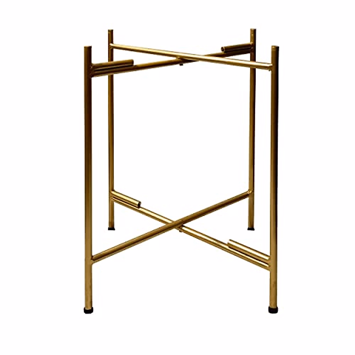The Urban Port 20-Inch High Round Side End Table with 2-Tier Iron Frame, Matte Gold