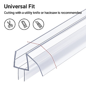 AmazerBath Shower Door Bottom Seal, 3 Section Segmented Installation Frameless Glass Shower Door Seal Strip - Suitable for 3/8 Inch Glass, 47.25 Inch(15.75 Inch * 3)