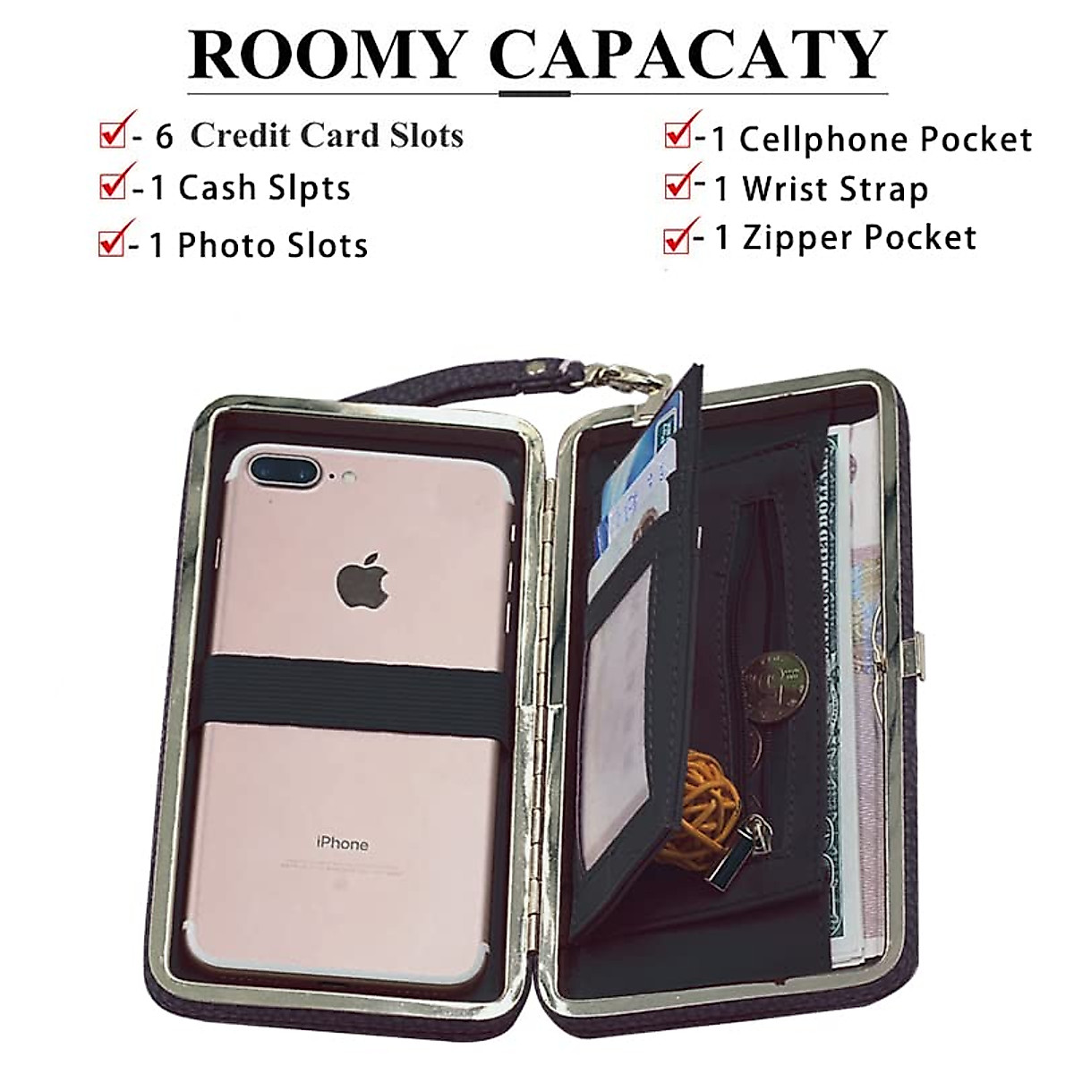 Achieer Women Bowknot Wallet Large Long Purse Phone Card Holder Clutch Capacity Pocket