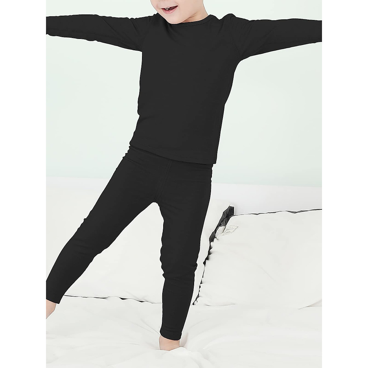 Century Star Kids Thermal Underwear Long Johns for Boys Girls Base Layer Toddler Thermal Set Ultra Soft Black Medium (90) /2T-3T