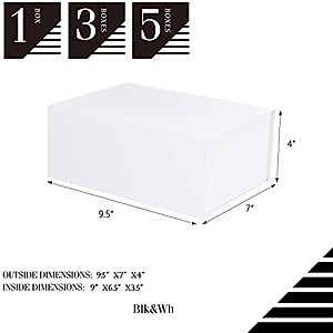 BLK&WH Gift Box 9x6.5x3.8 Inches, White Gift Box, Gift Box with Lid, Bridesmaid Proposal Box, Collapsible Gift Box for Gift Packaging (Matte White)