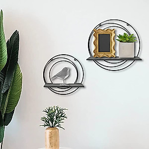 Rienias Floating Shelves Wall Mounted Set of 2, Hanging Storage Shelf for Bathroom, Living Room, Bedroom, Kitchen,Grey