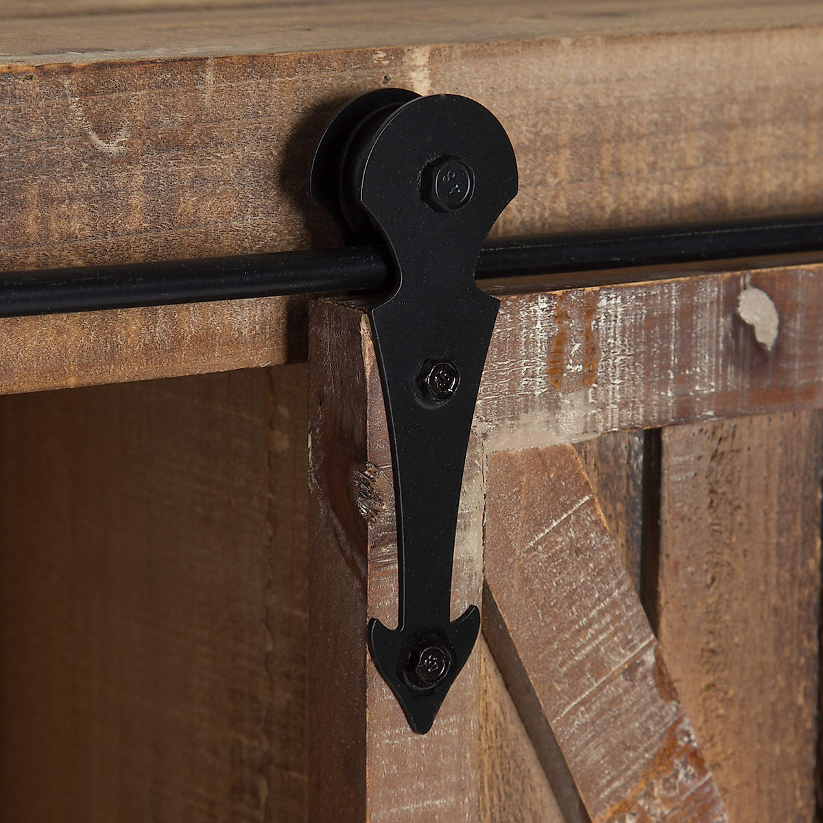 Kate and Laurel Cates Decorative Wood Wall Storage Cabinet with Two Sliding Barn Doors, Rustic Brown