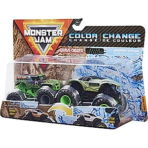 Monster Jam - Color Changing cars - Grave Digger vs. Alien Invasion Monster Truck/Monster Trucks for boys 5 years old/Monster Trucks for boys 3 years/Monter Truck for kids