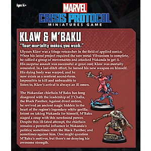 Atomic Mass Games Marvel: Crisis Protocol Klaw & M'Baku Character Pack - Wakanda's Powerhouse Duo! Tabletop Superhero Game, Ages 14+, 2 Players, 90 Minute Playtime, Made