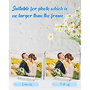 JUOIFIP 5 Pack Acrylic Picture Frame 4×6 Clear Double Sided Magnetic Photo Frame - Frameless Baby Friend Family Picture Desktop Display with Support Stand and Gift Boxes